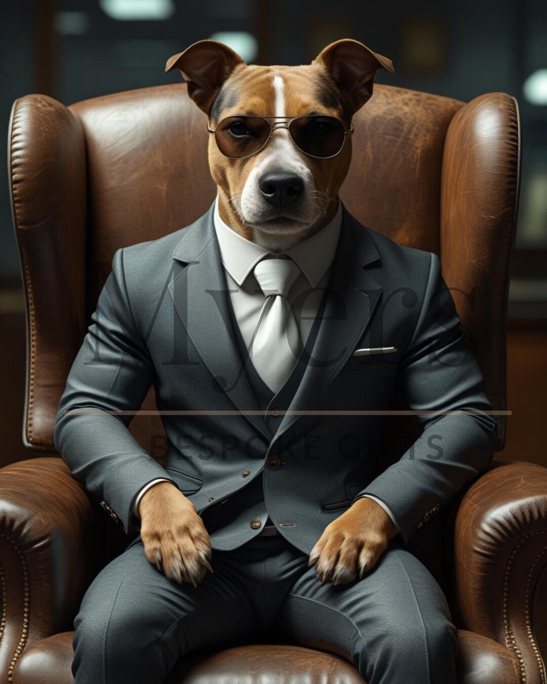 The Boss - Dapper Staffy Bull Terrier in Suit Printable Wall Art - Etsy