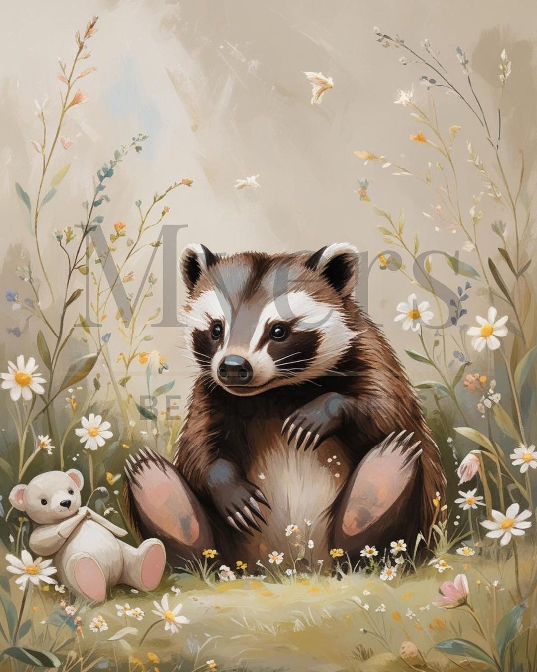 Digital Download Woodland Badger Nursery Prints | Set of 6 Forest ...