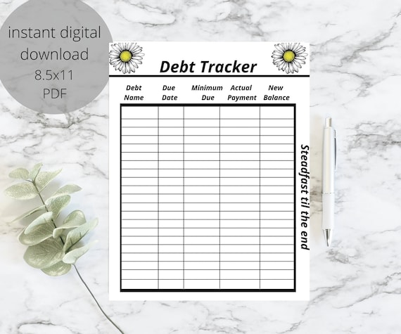Debt Tracker Printable Debt Payoff Log Debt Tracker Sheets | Etsy