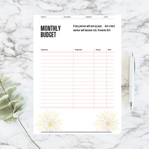 Monthly Budget Printable Monthly Budget Template | Etsy
