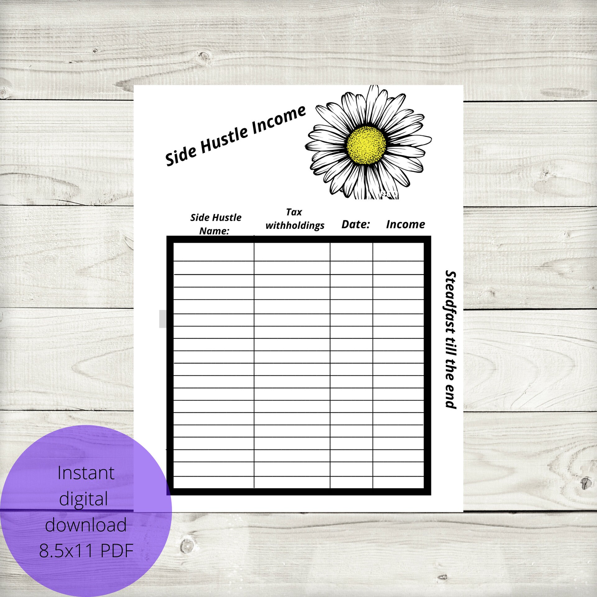 Side Hustle Income Tracker, Side Hustle Income Log, Extra Money Tracker ...