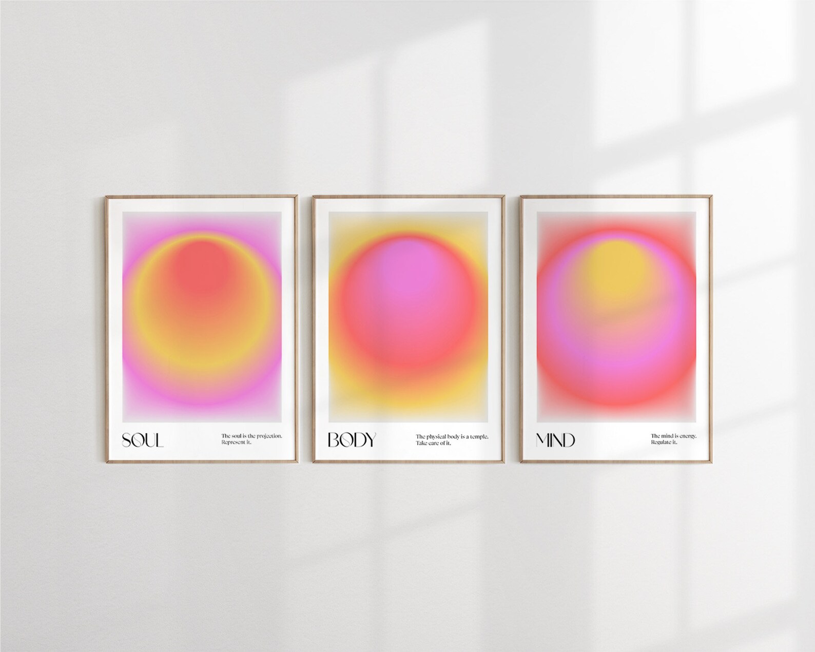 Set of 3 Positive Aura Posters, Mind Body Soul Bundle Digital Art ...