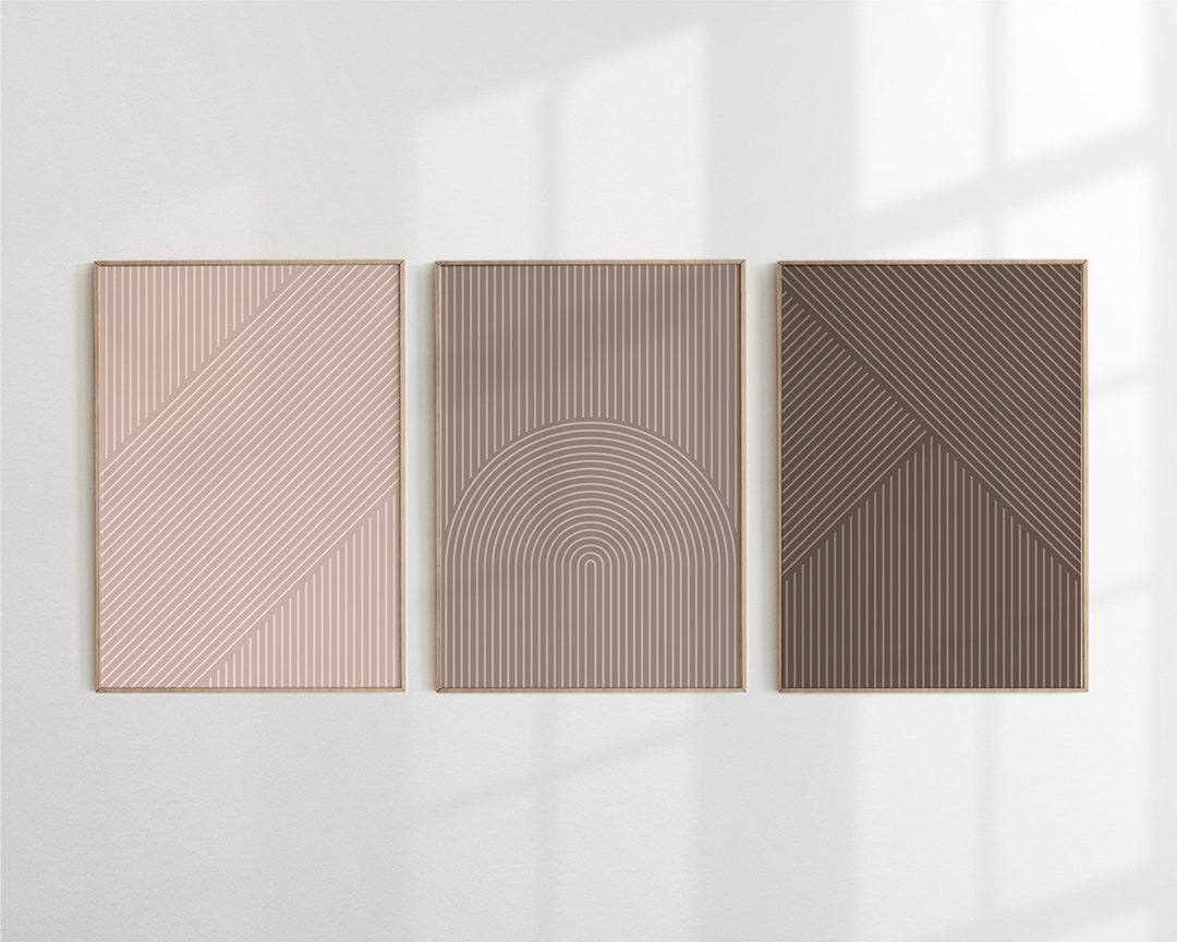 Wall Art Set of 3, Mid Century Modern, Neutral Abstract Printable ...