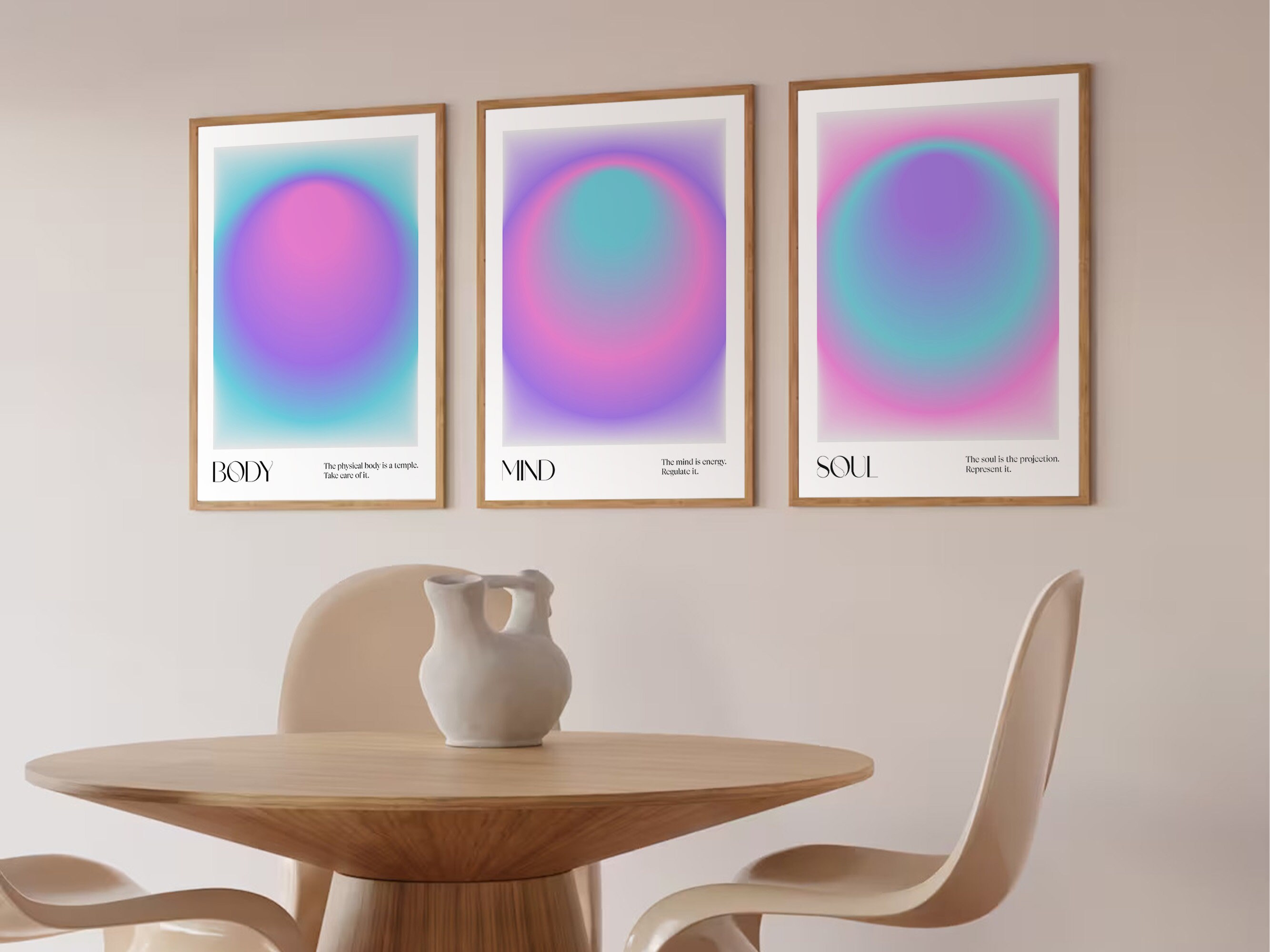 Set of 3 Positive Aura Posters, Spiritual Gradient Aura Prints, Mind ...