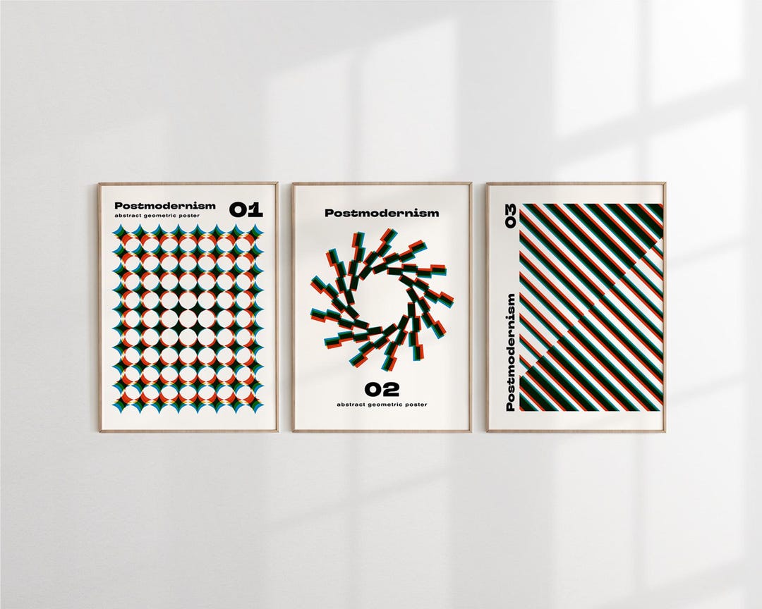 Postmodernism Printable Posters Set of 3, Modern Minimalist Black White ...
