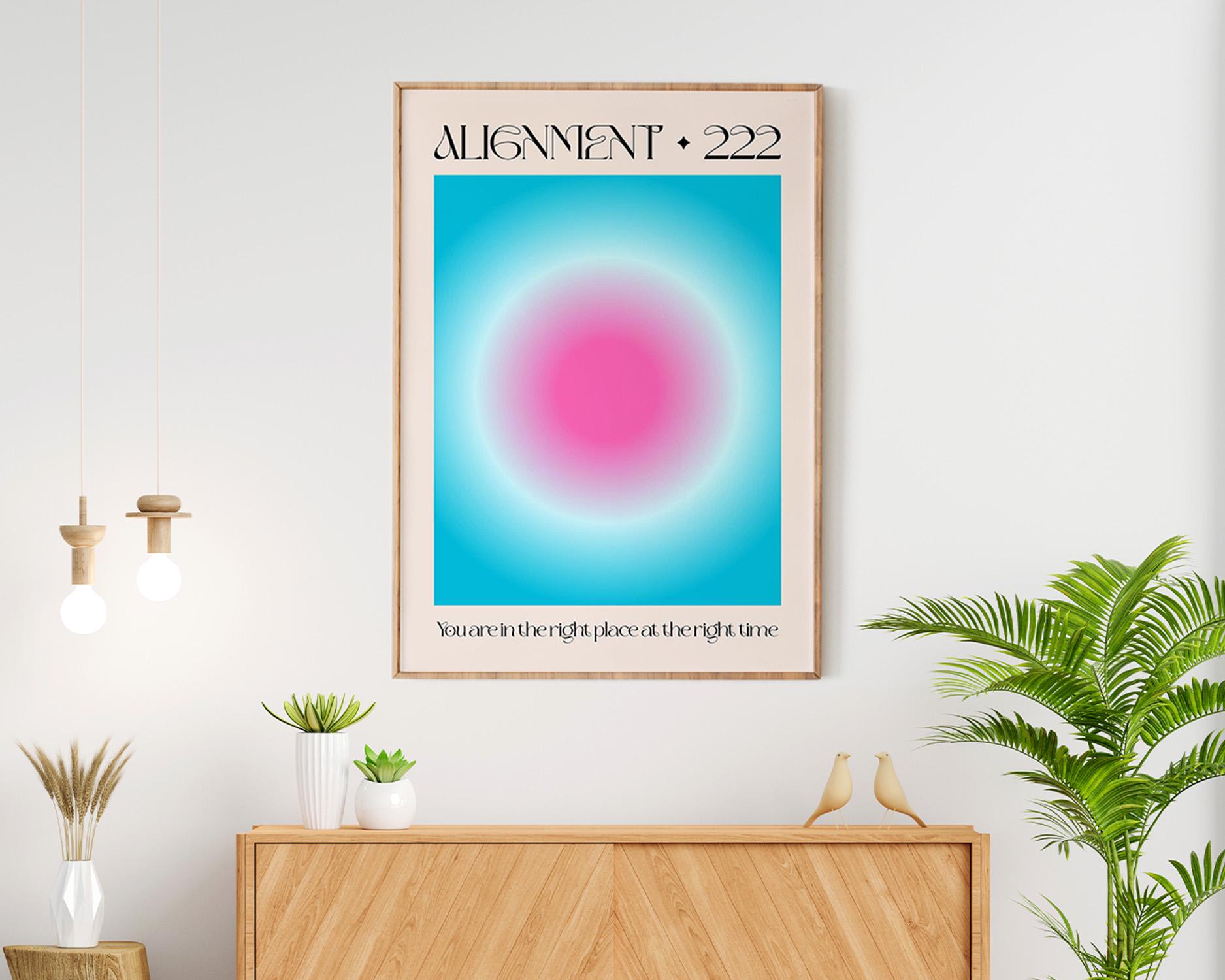 Angel Number Poster 222 Alignment, Colorful Gradient Aura, Wall Art ...
