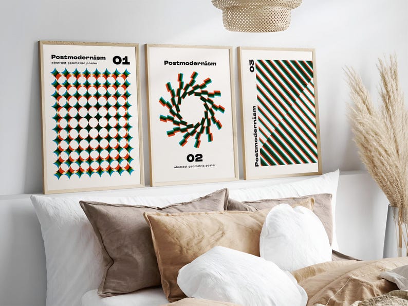 Postmodernism Printable Posters Set of 3, Modern Minimalist Black White ...