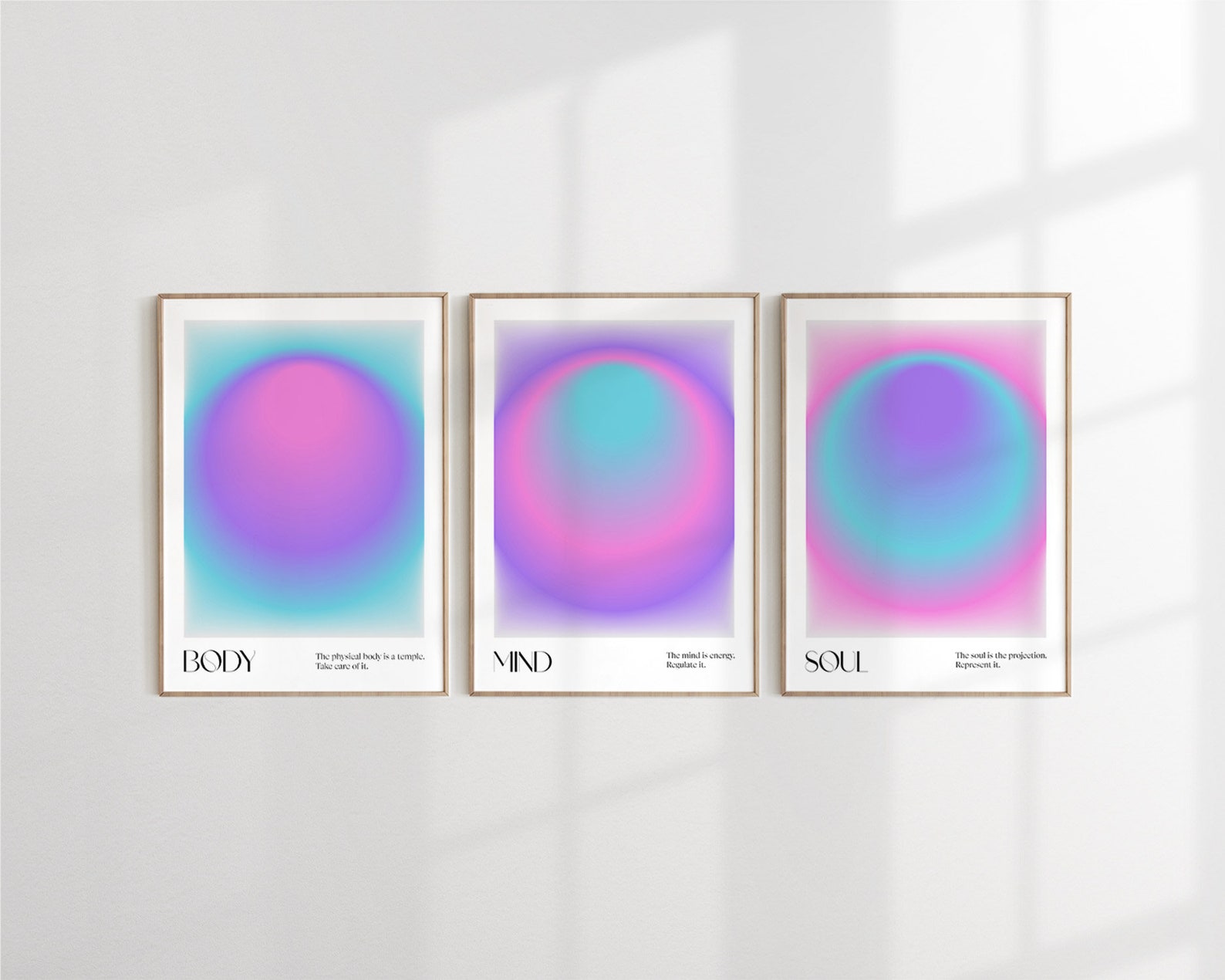 Set of 3 Positive Aura Posters, Spiritual Gradient Aura Prints, Mind ...