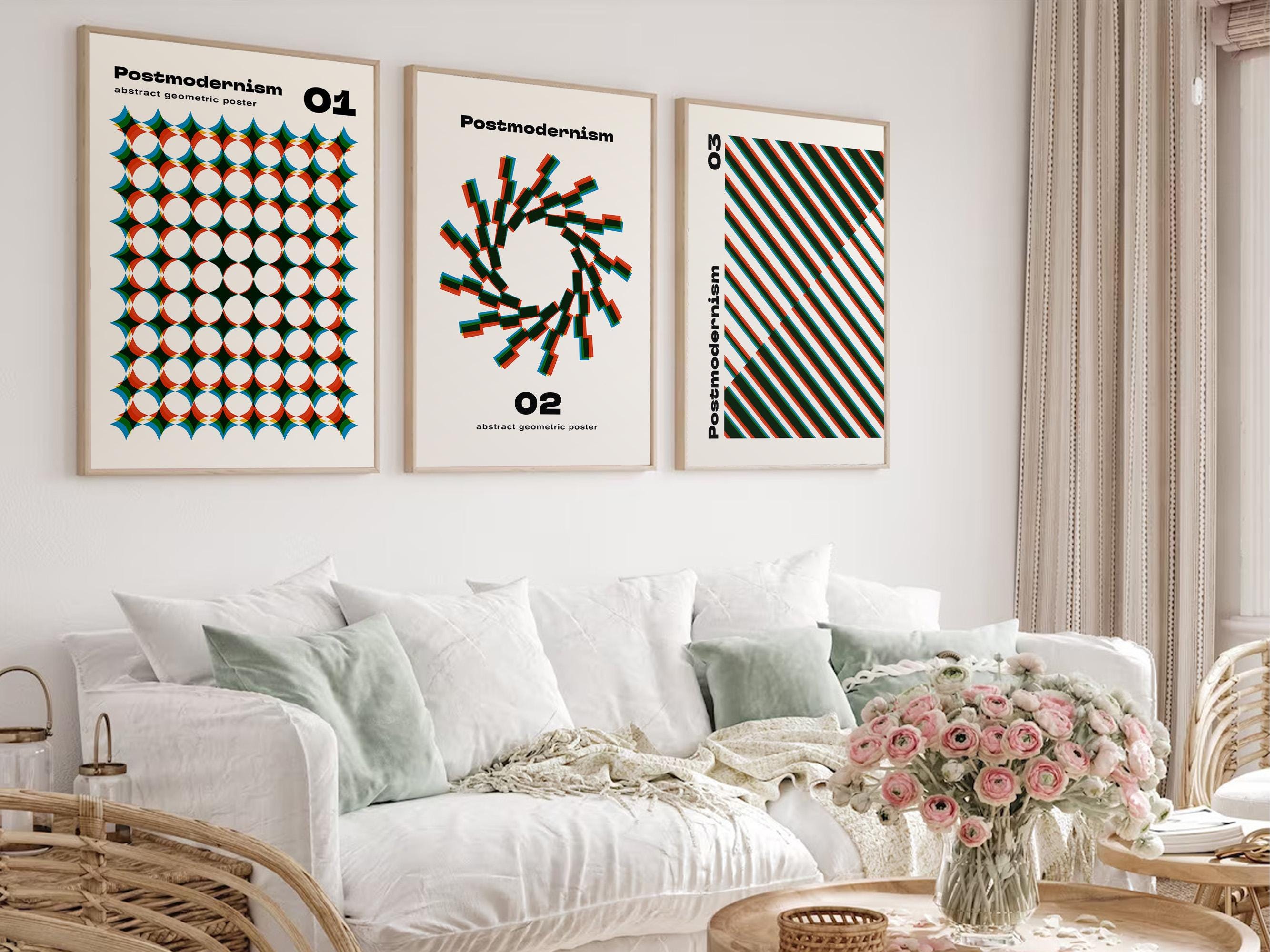 Postmodernism Printable Posters Set of 3, Modern Minimalist Black White ...