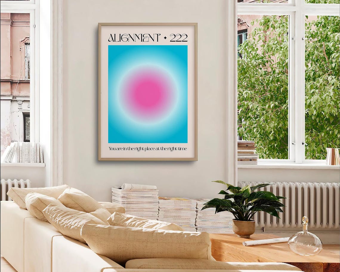 Angel Number Poster 222 Alignment, Colorful Gradient Aura, Wall Art ...