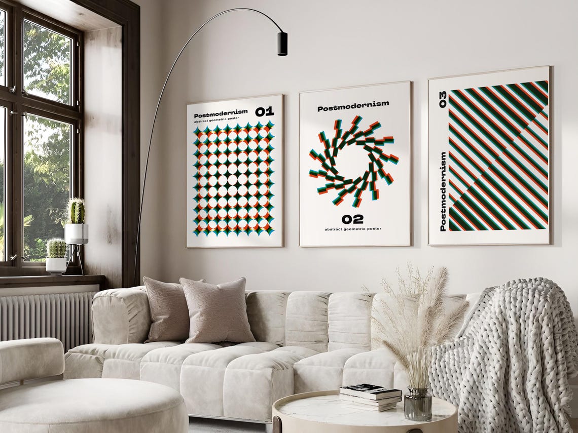 Postmodernism Printable Posters Set of 3, Modern Minimalist Black White ...