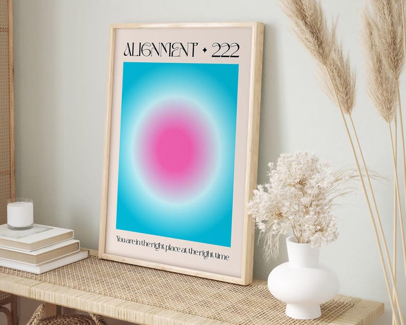 Angel Number Poster 222 Alignment, Colorful Gradient Aura, Wall Art ...