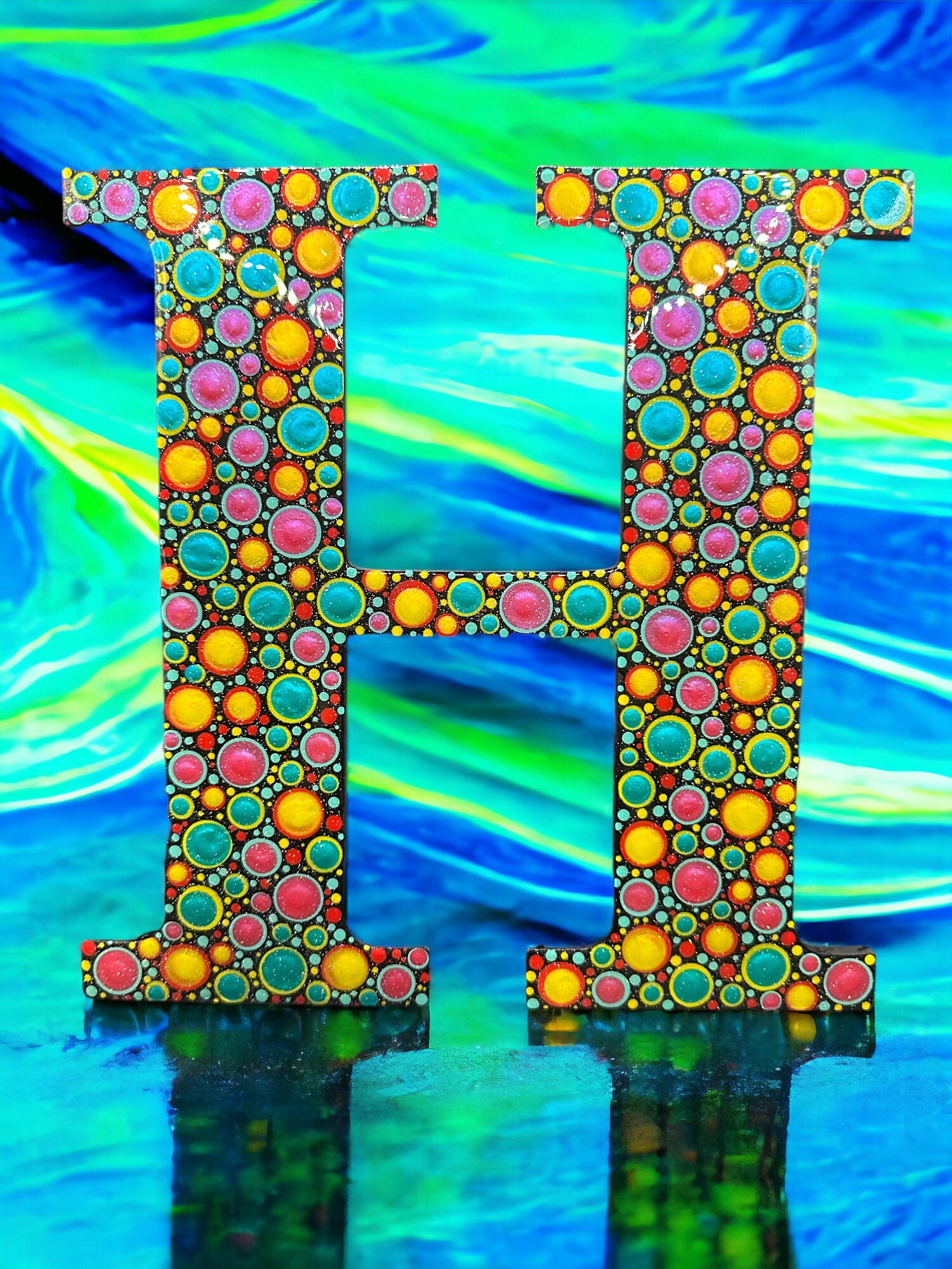 Personalized Dot Art Initial H Wall Decor - Sparkle Wall Decoration - Etsy