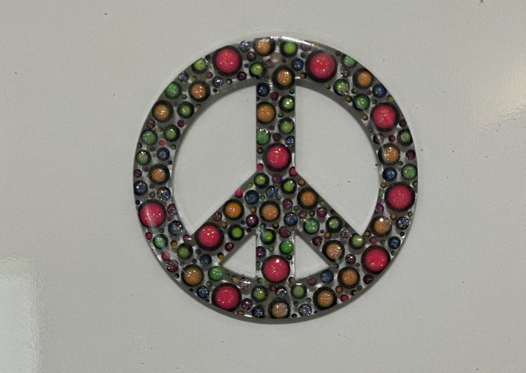Black Light Glow Glitter Neon Dot Art Peace Sign Magnet - Etsy