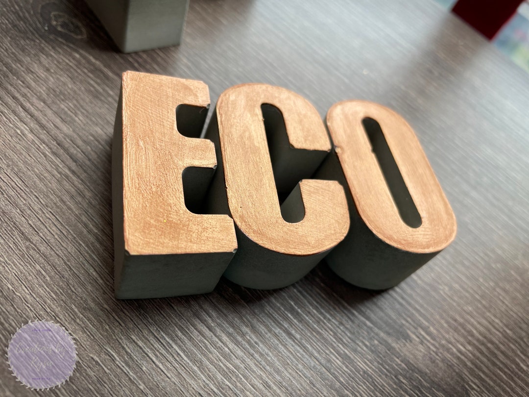 Gold Concrete Letters, Personalized Letters, Concrete Initials, Shelf ...