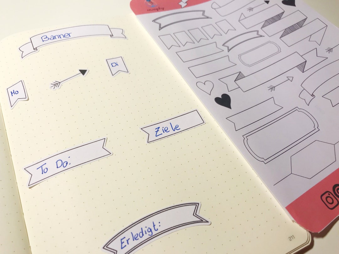 Hand-drawn and Labelable Blank Banner Stickers for Bullet Journals or ...