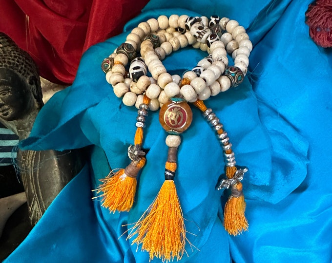 TIBETAN BONE Prayer MALA Tibetan Buddhist Prayer Beads Vintage Mala ...