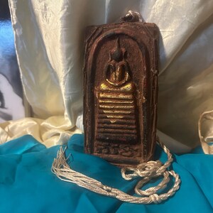 Thai Buddha Temple Tile: Gold Leaf Blessing Talisman With Satin Cord - Etsy
