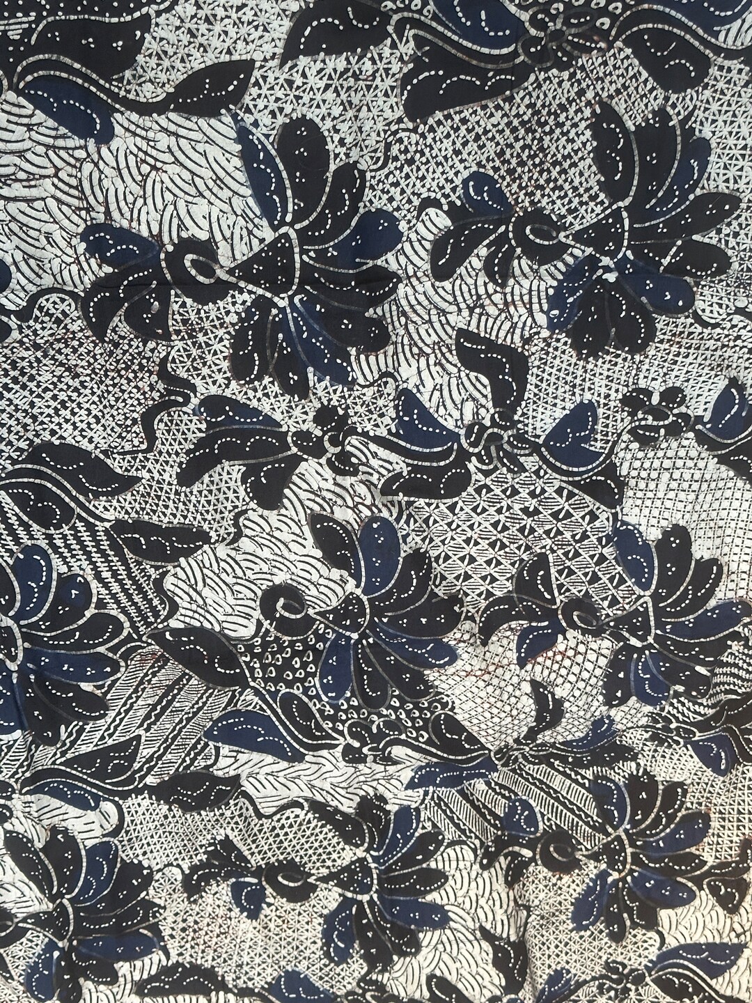 BATIK TULIS COTTON Sarong * Natural Indigo Dye ~ 100% Cotton * Vintage ...