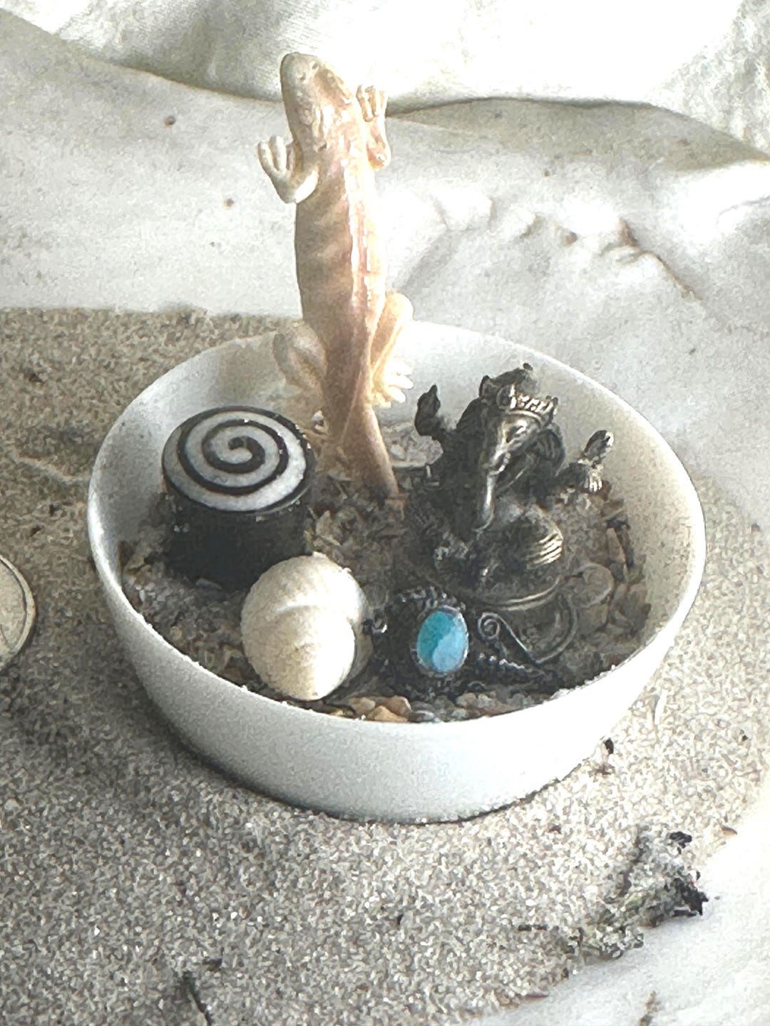 Miniature Altar Shrine Kit: Hand Carved Lizard, Ganesha, Turquoise ...