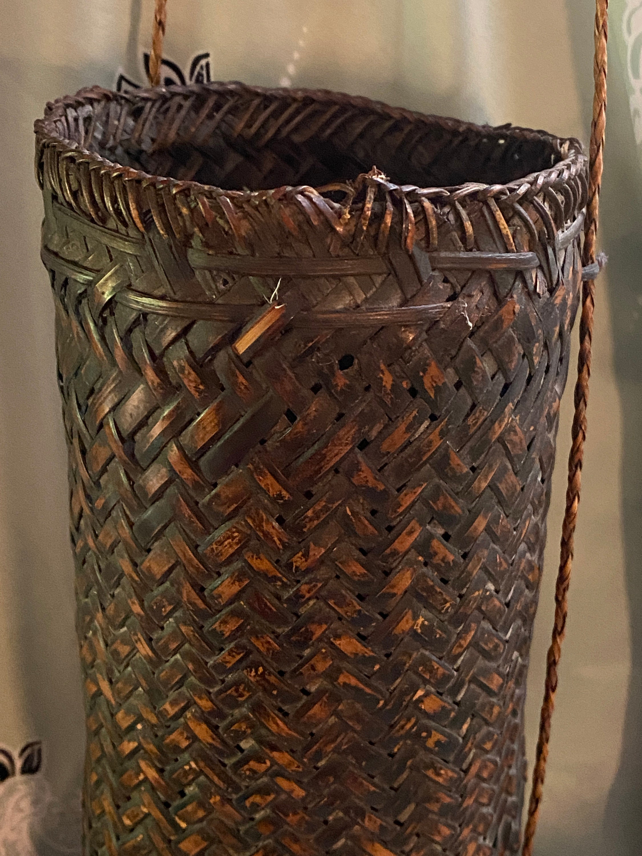 BURMA TRIBAL BASKET Vintage Bamboo and Rattan | Etsy