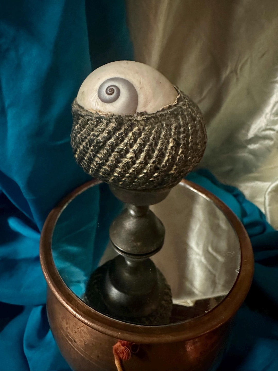 Vintage THAI TEMPLE SPIRAL Shell in Woven Cotton Laquer Case * Personal ...