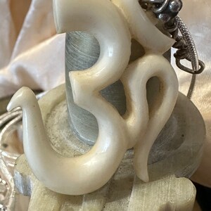 OM AMULET Carved BONE Sacred Symbol Om Necklace Bali Bone Om Pendant Om ...