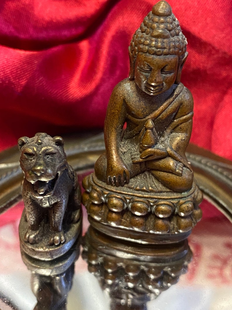Thai BUDDHA and Temple GUARDIAN CAT Miniature Statues | Etsy