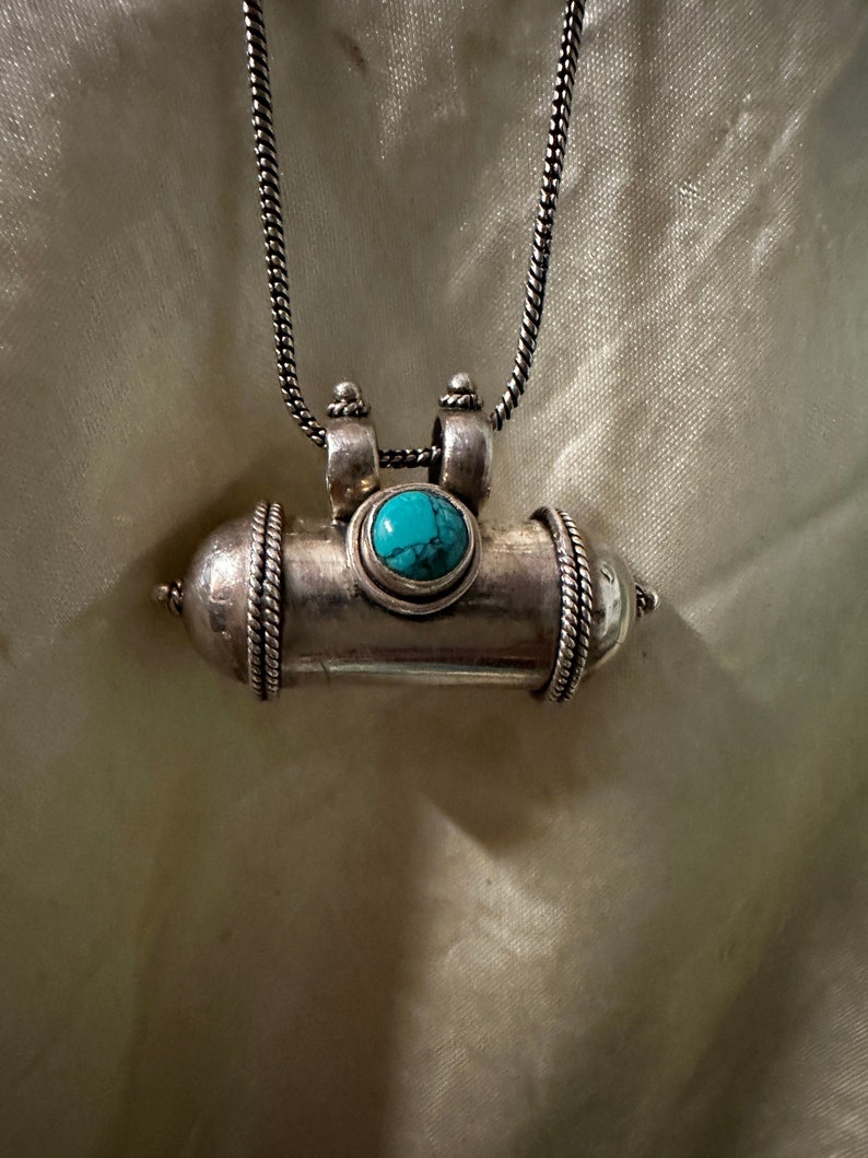 INDIA PRAYER BOX Amulet 925 Silver Turquoise Gemstone - Etsy