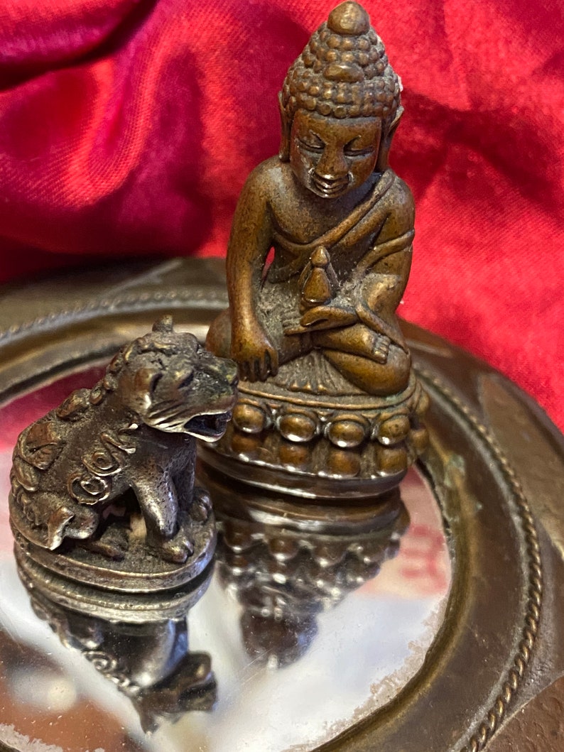 Thai BUDDHA and Temple GUARDIAN CAT Miniature Statues | Etsy