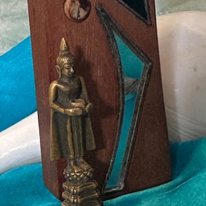 BUDDHA STATUE *MINIATURE * Custom Wood Box Shrine * Thai Buddha in Box ...