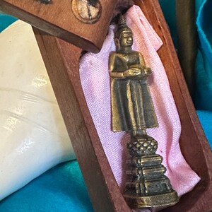 BUDDHA STATUE *MINIATURE * Custom Wood Box Shrine * Thai Buddha in Box ...
