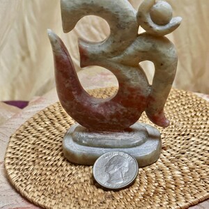 MARBLE OM SCULPTURE * Hand Carved Natural Stone* Personal Altar Use for ...