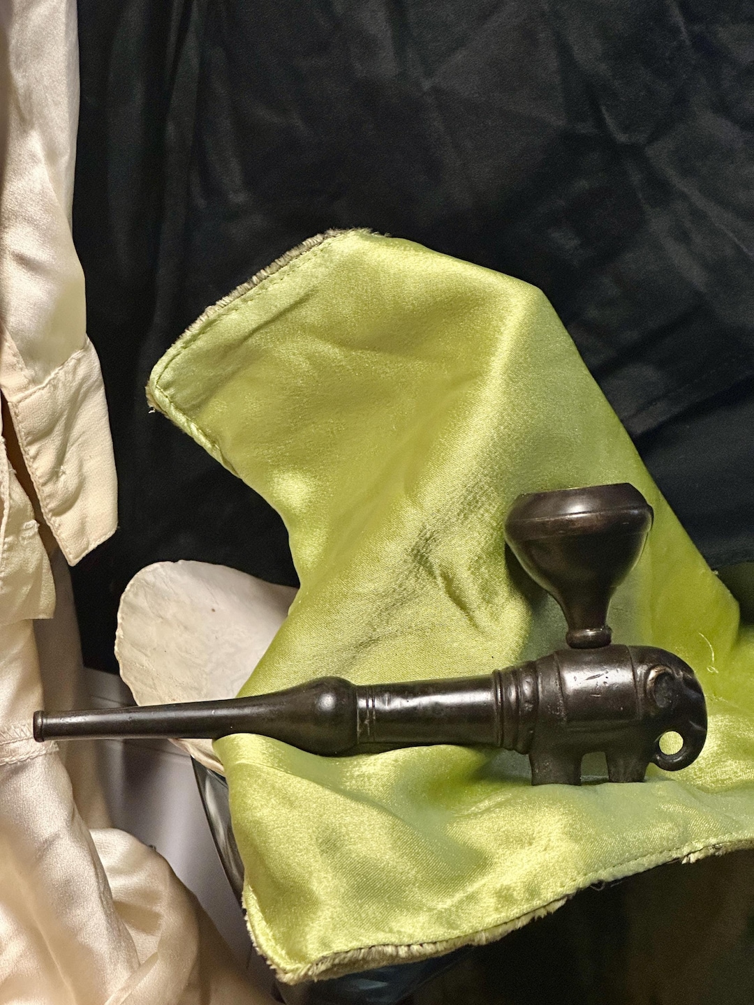 Vintage BRONZE ELEPHANT Head PIPE * Antique Long Stem Smoking Pipe From ...