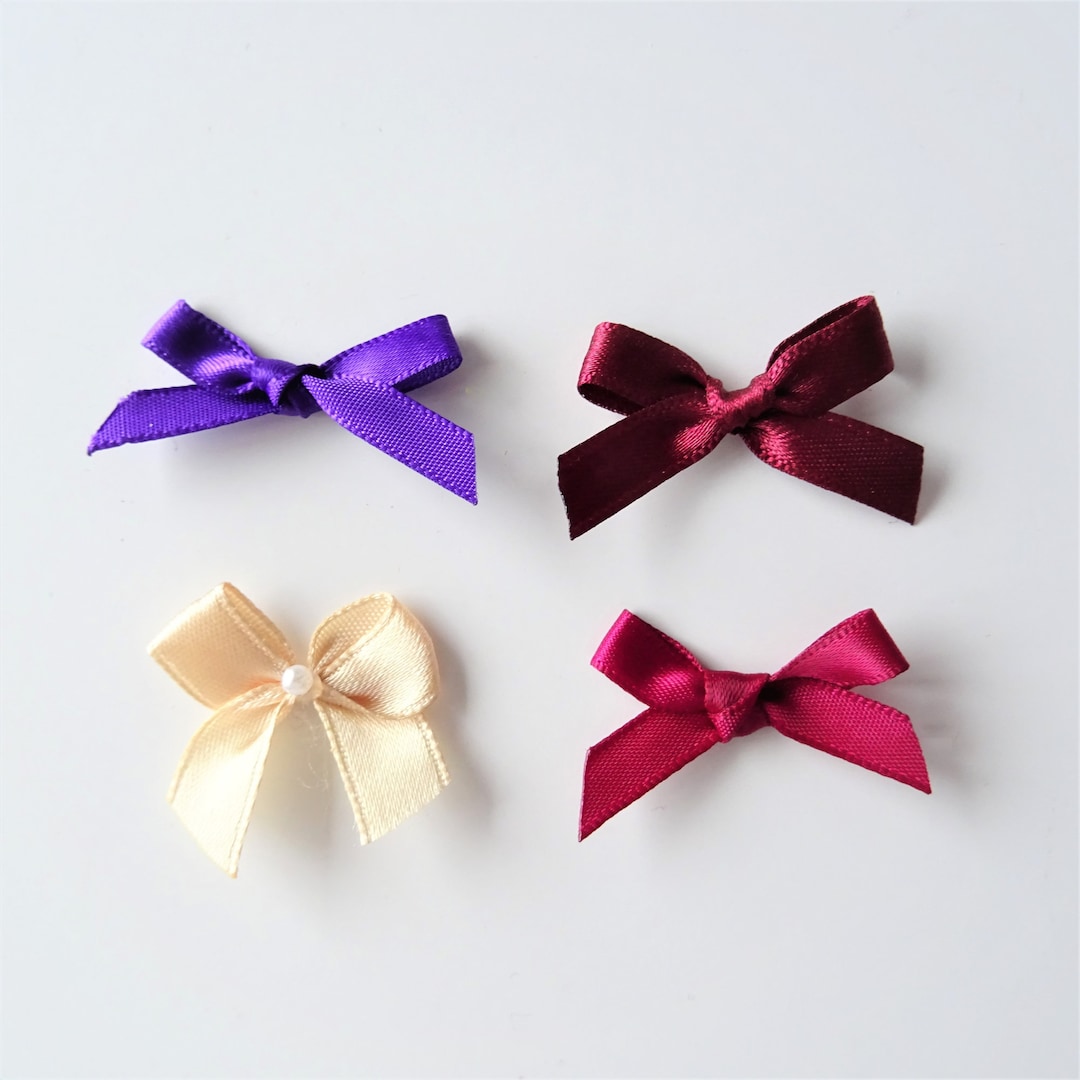 Satin Mini Ribbon, Small 3cm Pre-tied Bows With 6mm Ribbon, Various ...
