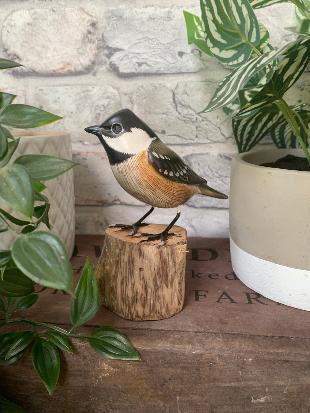 Hand Carved Wooden Coal Tit Ornament, Rustic Bird Sculpture - Etsy