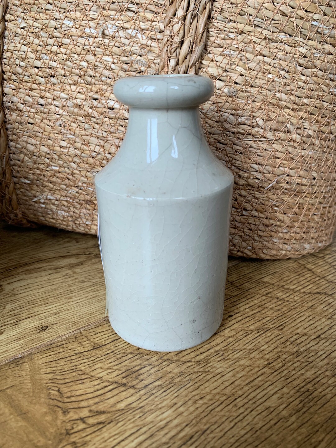 Victorian Cream Coloured Stoneware Ink Bottle, Cottage Core Antique ...