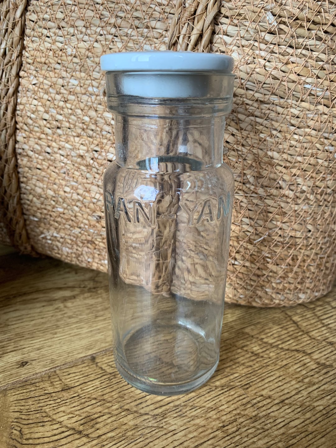 1940’s Pan Yan Sweet Pickle Jar, Vintage Glass Pot, Early 20th Century ...