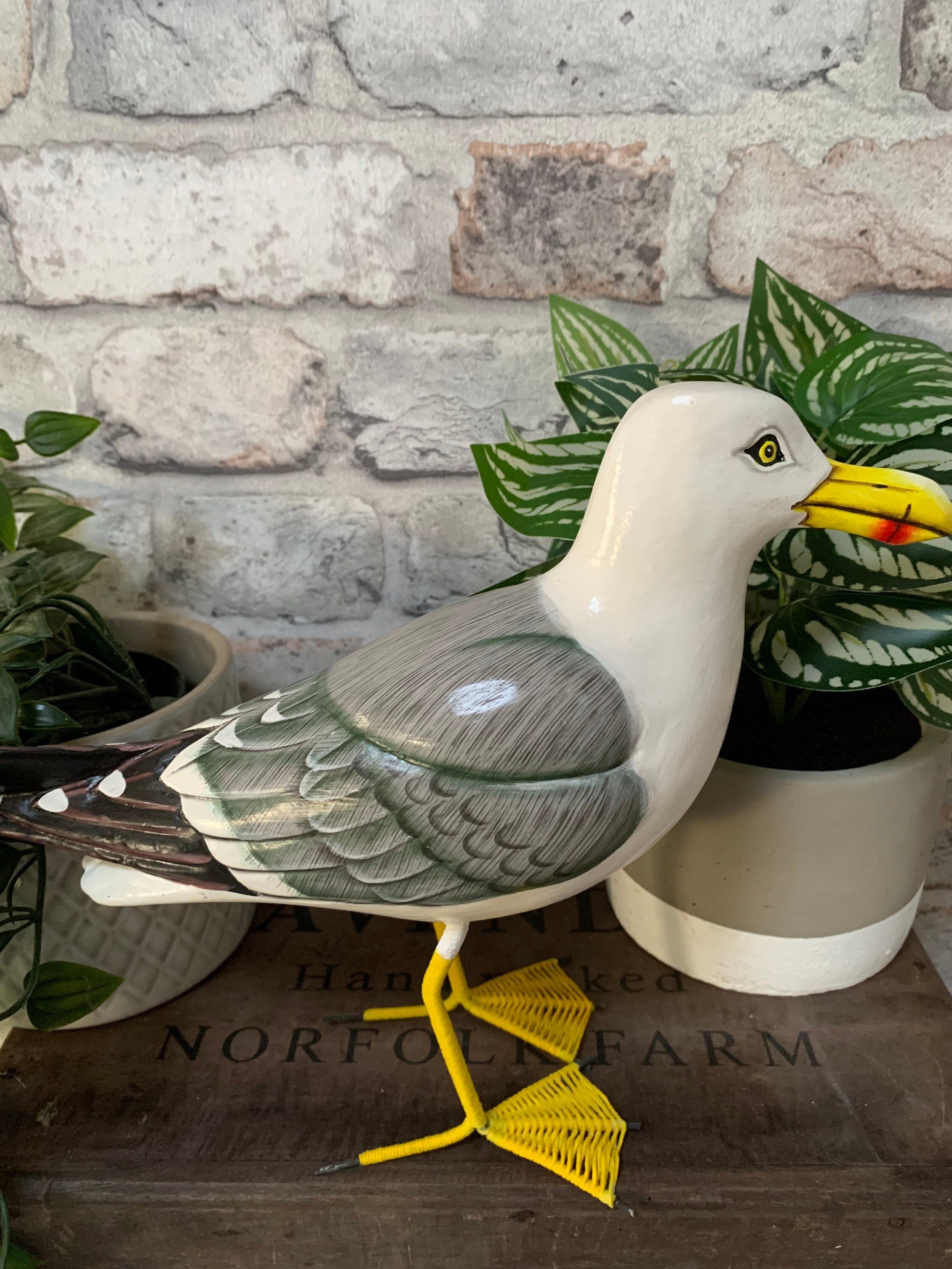 Sculpture Vintage Hand Carved and Painted Seagull Figurines Art ...