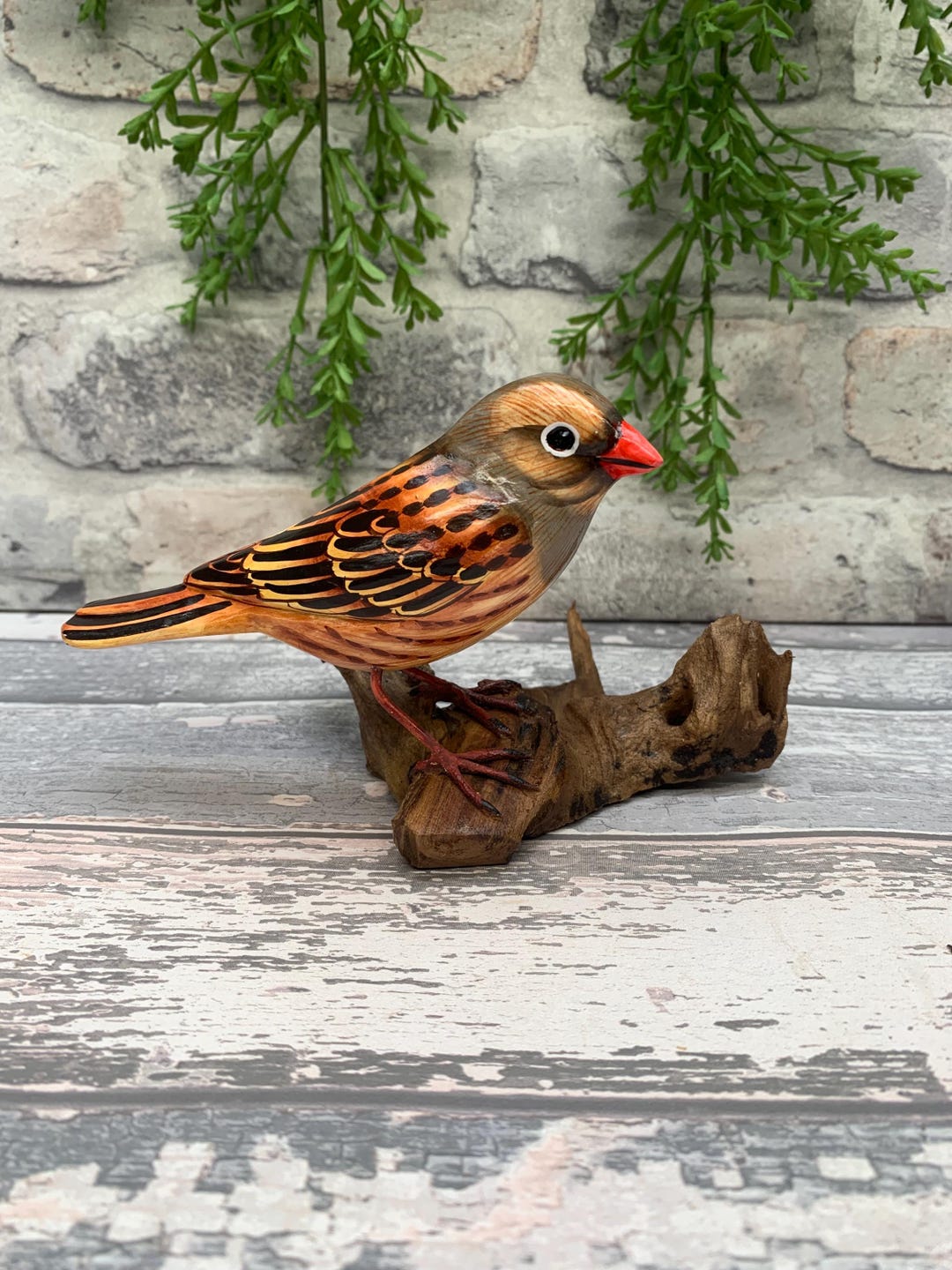 Red Billed Quelea Ornament Hand Carved Wooden Bird, Bird Art Gifts for ...