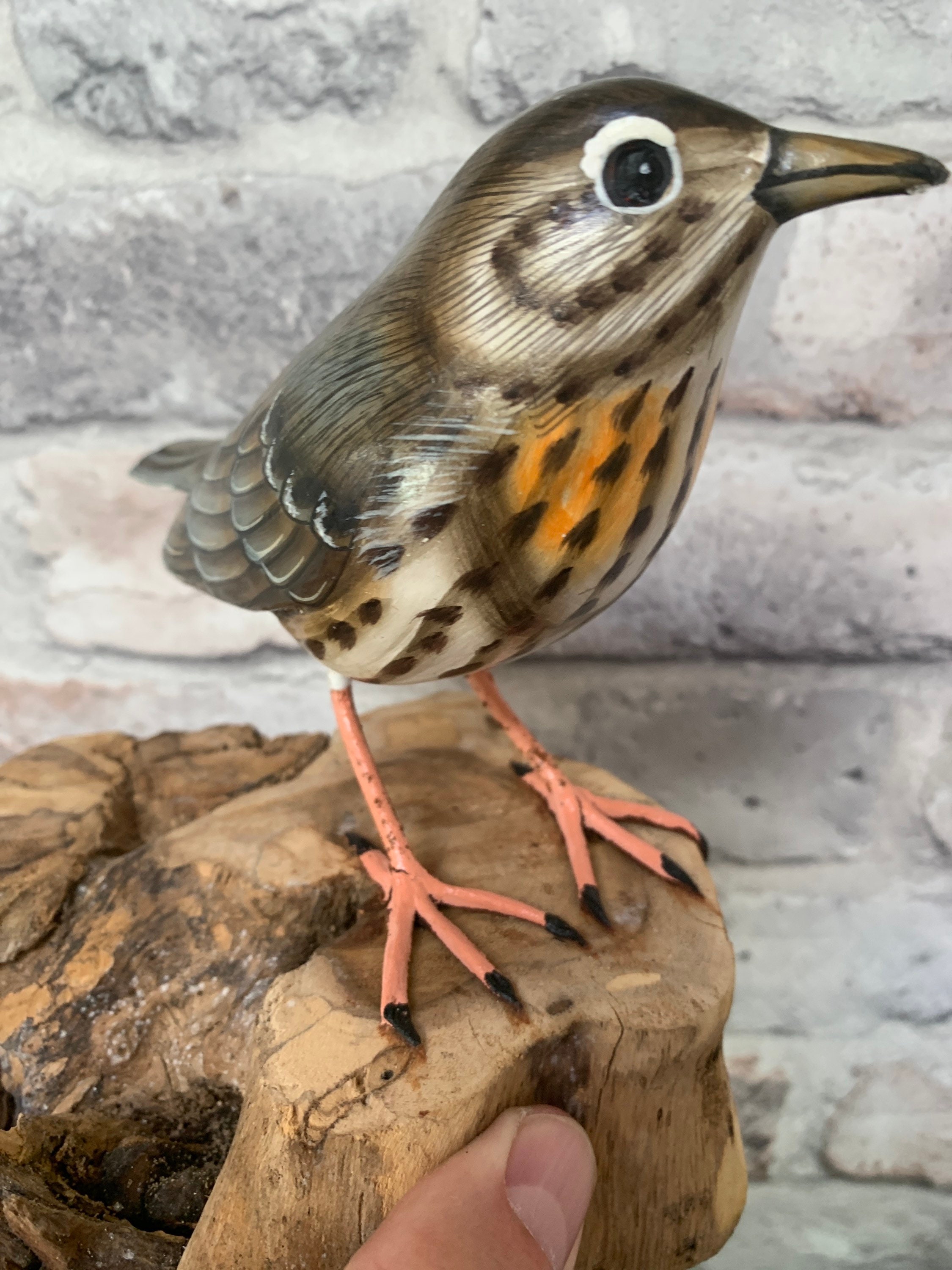 Mistle Thrush Ornament Hand Carved Wooden Bird Gifts for Bird - Etsy