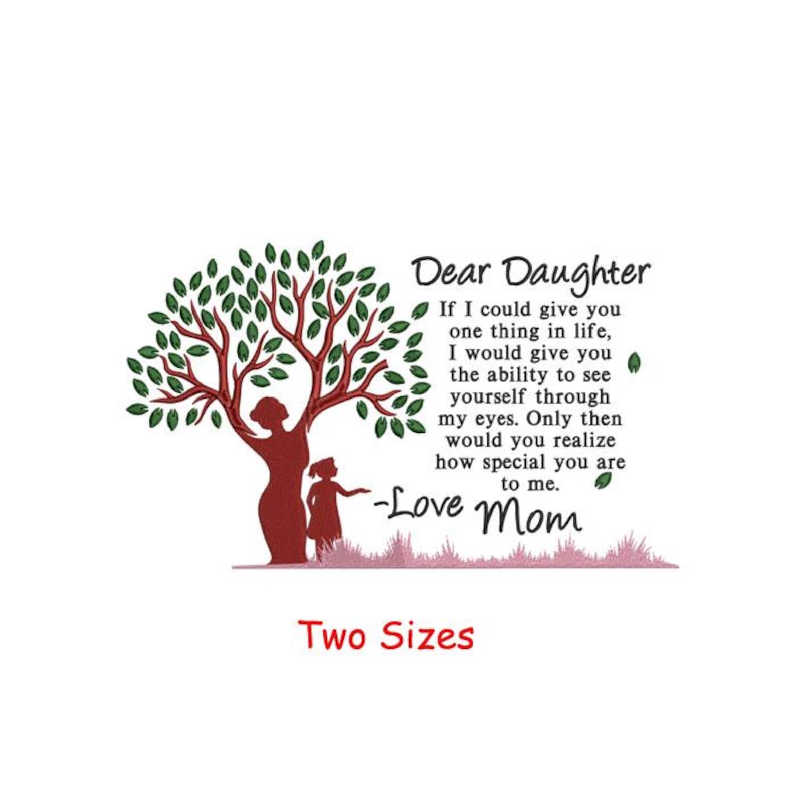 Dear Daughter Love, Mom Tree Embroidery Design (digital Download) - Etsy