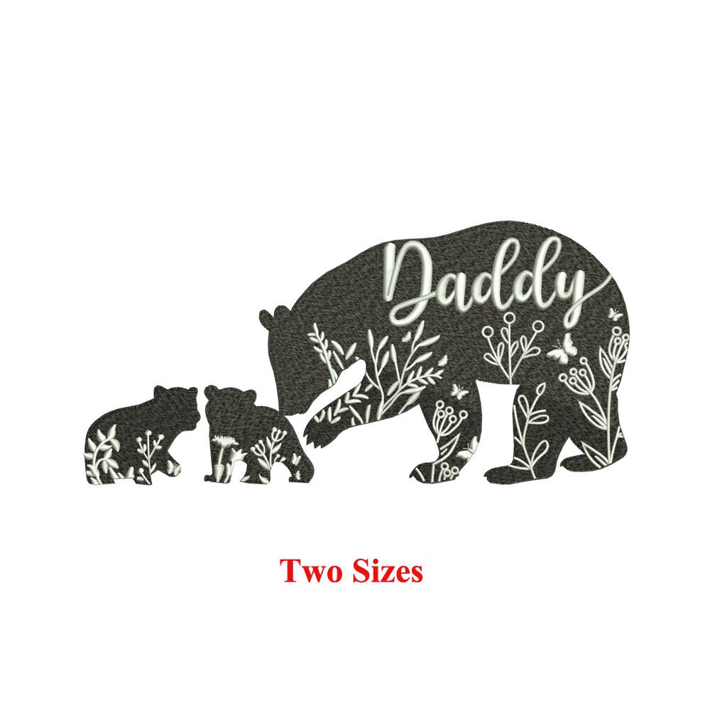 Daddy Bear Floral Machine Embroidery Design / Daddy Bear / Floral Bear ...