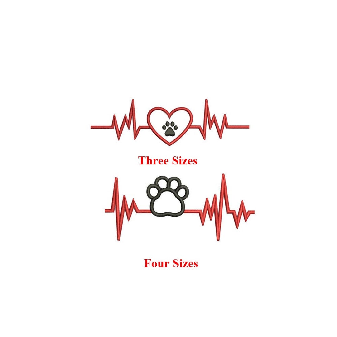 Dog Paw Heartbeat Embroidery Design (digital Download) - Etsy