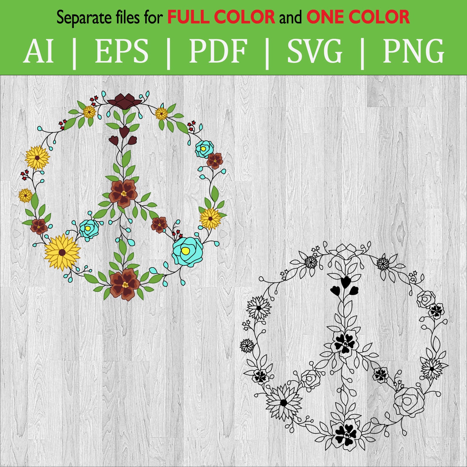 Peace Floral Flowers SVG Cut File Circuit / Flower Peace / PNG Files - Etsy