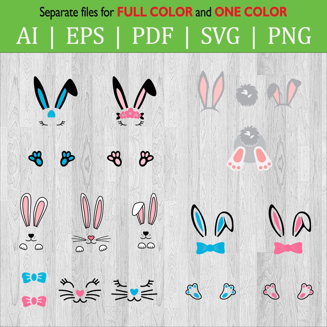 Easter Bunny Bundle SVG Circuit PNG File / Bunny Ears / Bow / - Etsy