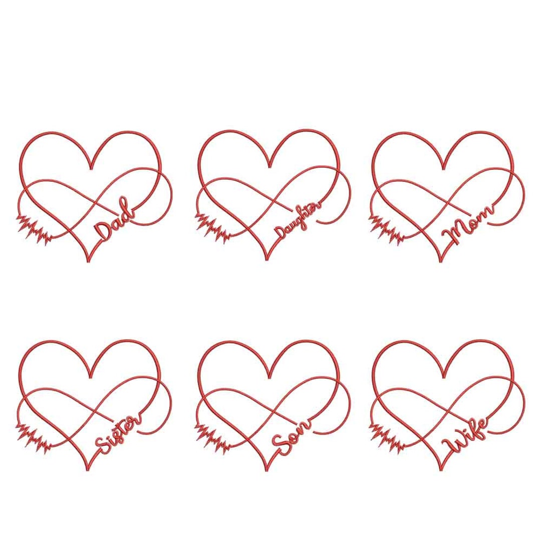 Infinity Love Dad Mom Son Wife Machine Embroidery Design / Love Heart ...