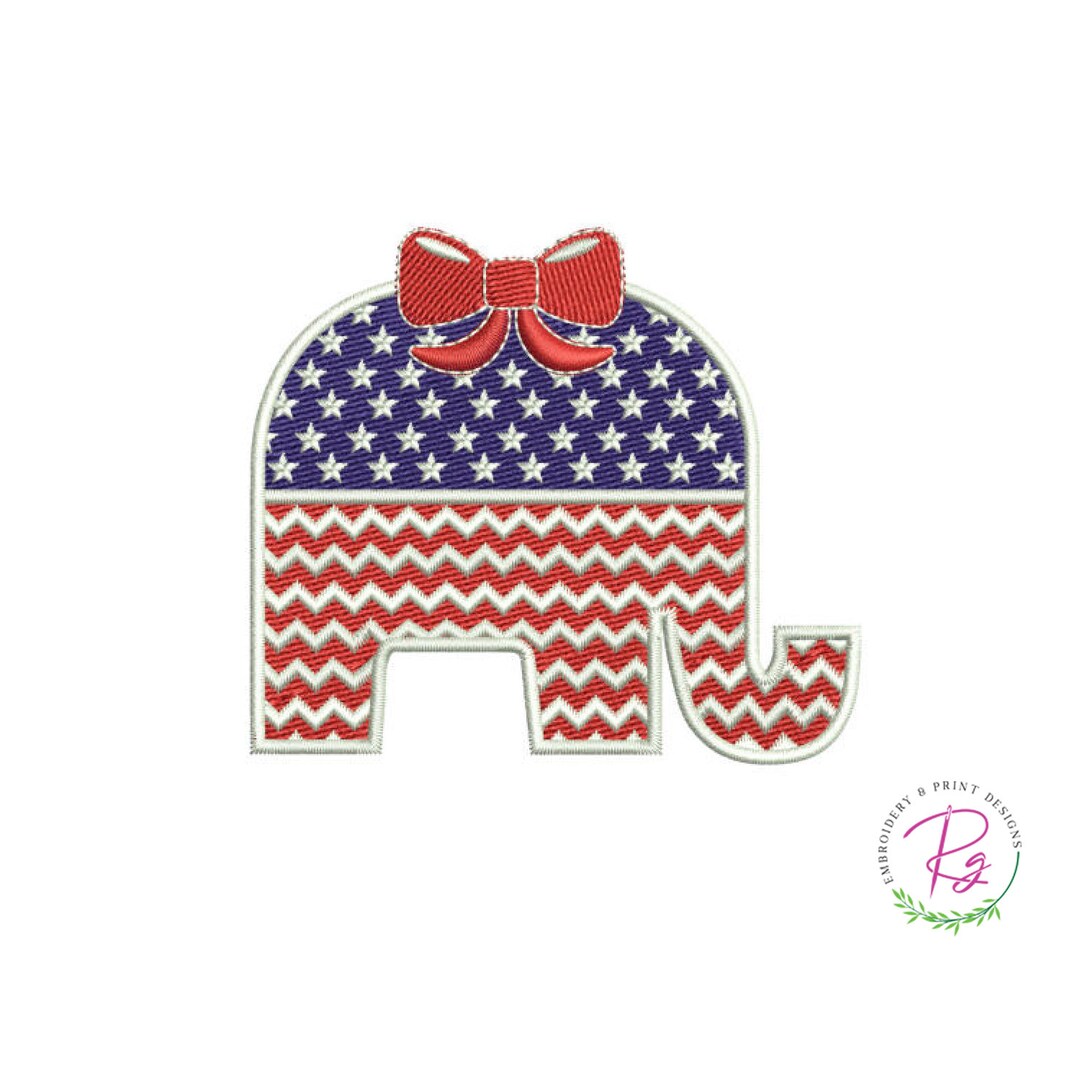 USA Flag Elephant Embroidery Design /machine Embroidery / USA Flag ...