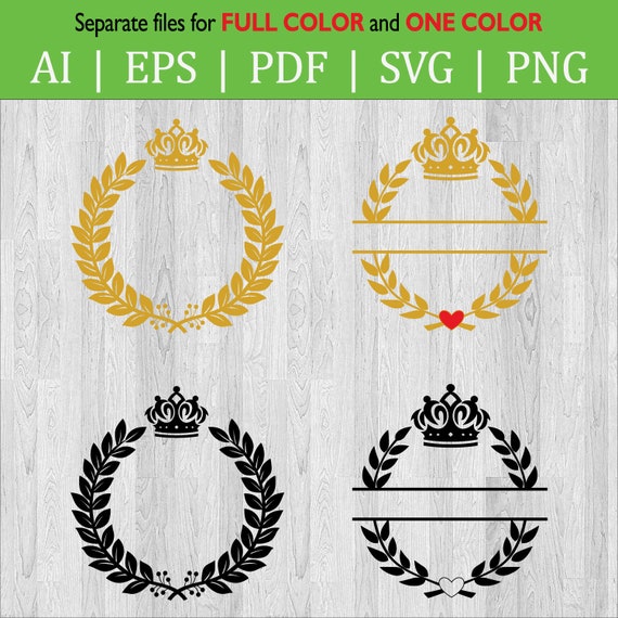 Crown Wreath Monogram SVG Cut File / Crown Monogram / Wreath | Etsy