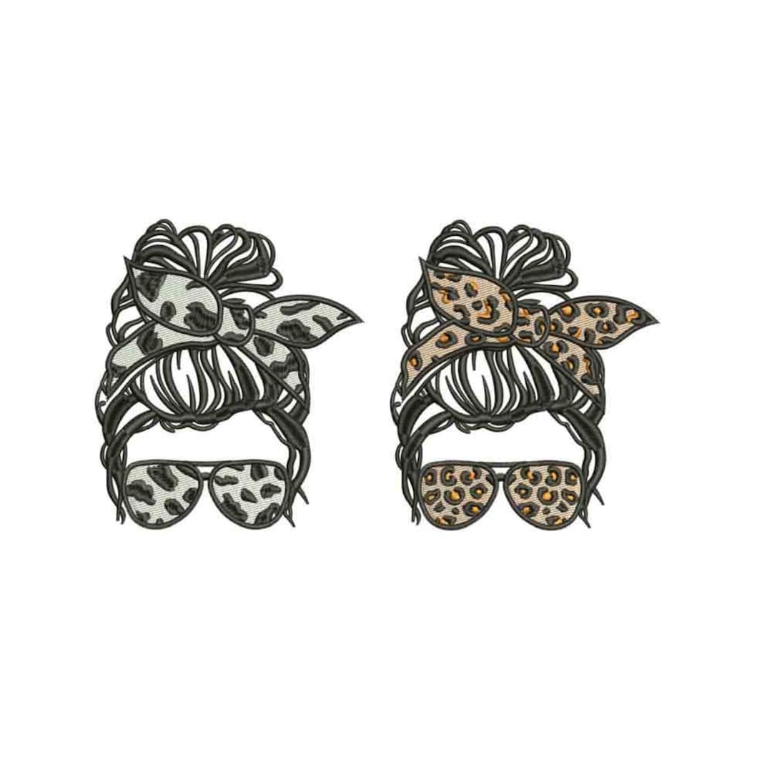 Leopard and Cow Print Messy Bun Machine Embroidery Design / Leopard ...